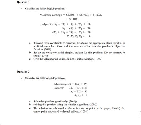 Solved Consider The Following LP Problem Maximize Chegg Com