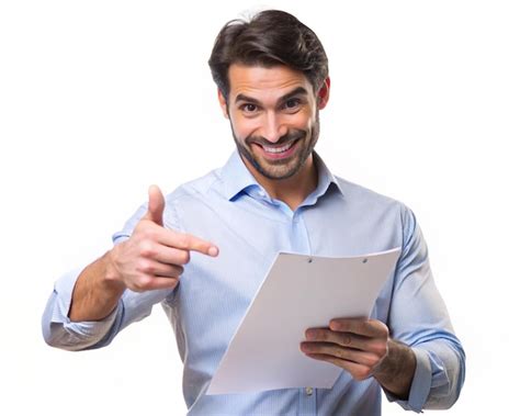 A Man Pointing To A Document Needing A Signature Premium AI Generated Image