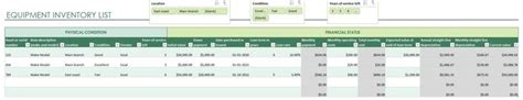 Equipment Inventory List Template In Excel