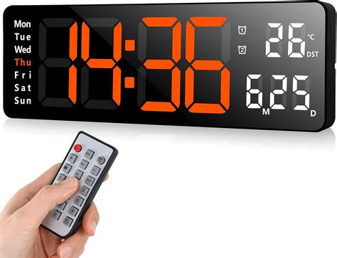 Fuloon Digital Wall Clock, LED Wall Clock with 13 Inch Large Display, Digital Alarm Clock with ...