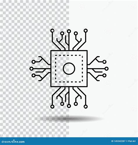 Chip Cpu Microchip Processor Technology Line Icon On Transparent Background Black Icon