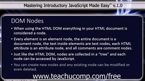 Javascript Training Tutorial Dom Nodes Youtube