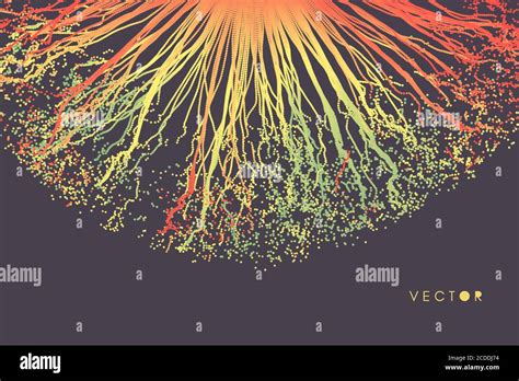 Abstract Science Or Technology Background Array With Dynamic Particles Vector Illustration