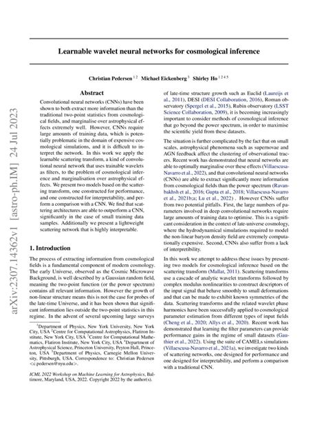Learnable Wavelet Neural Networks For Cosmological Inference Deepai