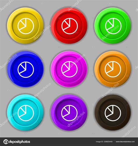 Pie Chart Graph Icon Sign Symbol Nine Colourful Buttons Illustration Stock Photo By YAYImages