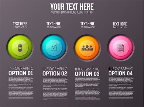 Infográfico Com Quatro Opções De Parágrafos De Texto Editável E ícone De Círculo Apropriado