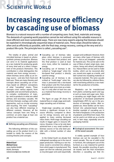 „increasing resource efficiency by cascading use of biomass − article