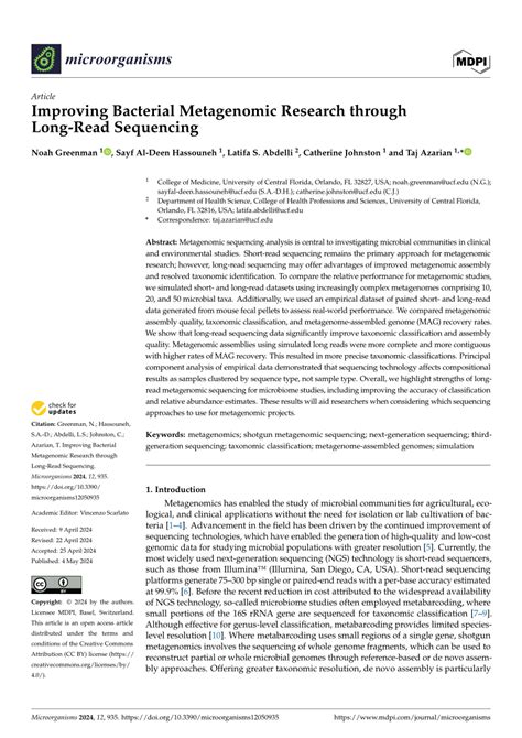 Pdf Improving Bacterial Metagenomic Research Through Long Read Sequencing