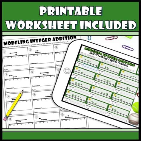 Modeling Integer Addition With Number Lines Self Checking Digital Game Activity