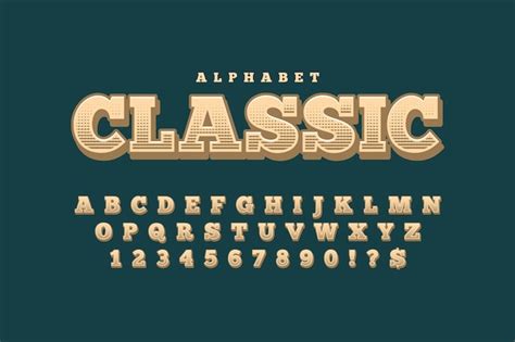 3d 복고풍 알파벳으로 테마 프리미엄 벡터