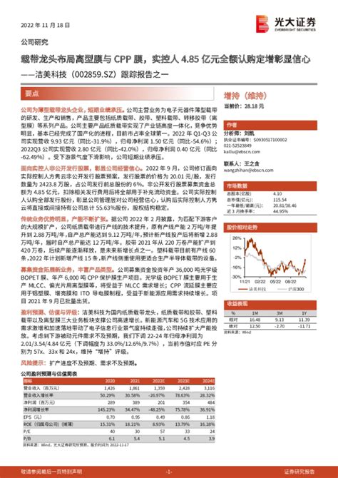 跟踪报告之一：载带龙头布局离型膜与cpp膜，实控人485亿元全额认购定增彰显信心