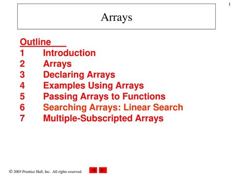 Arrays Outline 1 Introduction 2 Arrays 3 Declaring Arrays - ppt download