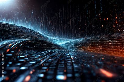 Wallpaper Of Abstract Futuristic Cyberspace With Binary Code Digital Matrix Background Digital