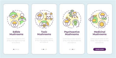 Mushroom Types Onboarding Mobile App Screen Characteristics Walkthrough Steps Editable