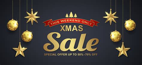 크리스마스 판매 배너 디자인 템플릿 타이포그래피 크리스마스 트리 산타스 모자 공 전단지 포스터 웹 및 카드 벡터 일러스트 레이 션을위한 별 눈 및 리본 장식을 매달아 12월