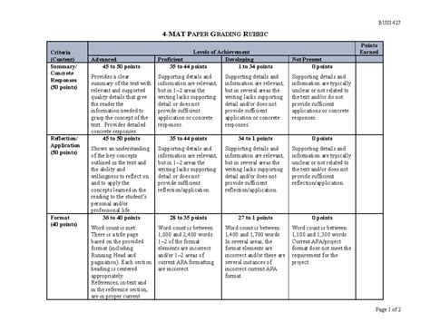 4 Mat Paper Grading Rubric Busi 427 4 Mat Paper Grading Rubric