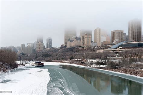 North Saskatchewan River In Downtown Edmonton Alberta Canada At Sunrise