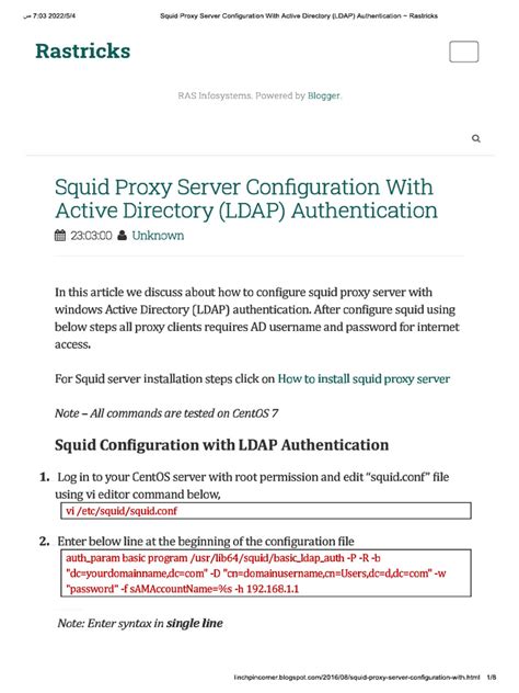 Squid Proxy Server Configuration With Active Directory Ldap