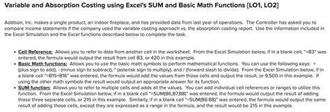 Variable And Absorption Costing Using Excels Sum And Basic