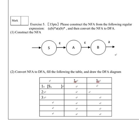 Solved Exercise PtsPlease Construct The NFA From The Chegg