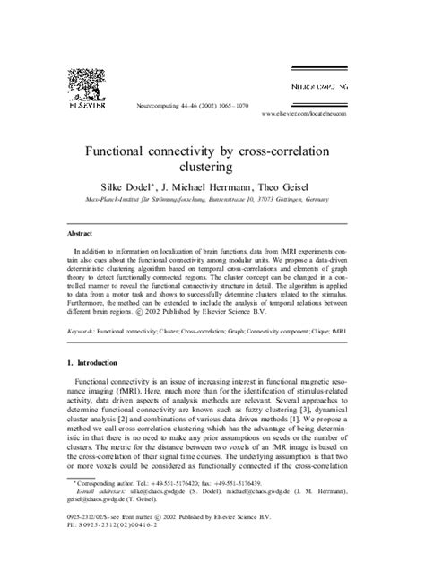 pdf functional connectivity by cross correlation clustering