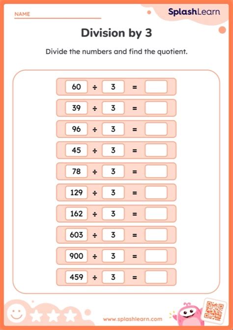 Division By 3 Worksheets Free And Printable Splashlearn
