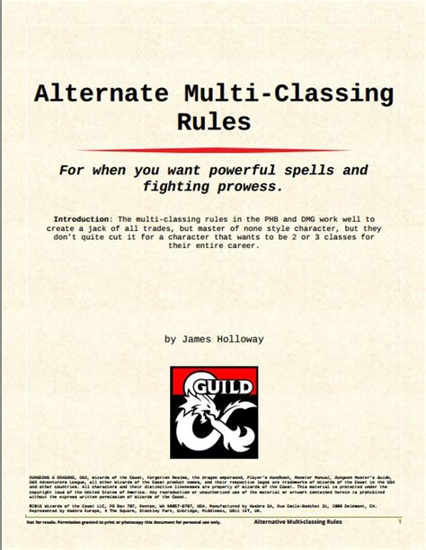 alternate multi classing rules dungeon masters guild dungeon