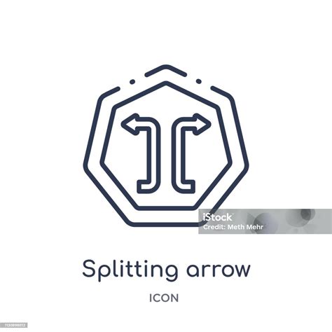 화살표 윤곽선 컬렉션에서 선형 분할 화살표 아이콘입니다 얇은 선 분할 화살표 벡터 흰색 배경에 고립입니다 분할 화살표 유행 그림