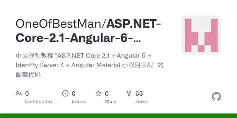 Github Oneofbestman Asp Net Core 2 1 Angular 6 Demo 中文视频教程 Asp Net