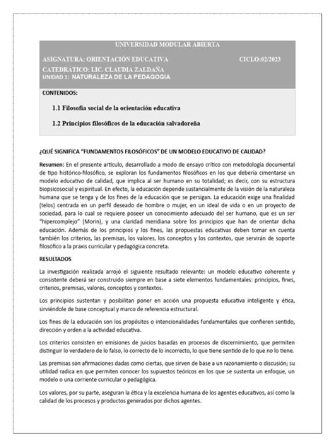 Principios Filosóficos De La Educación Pdf