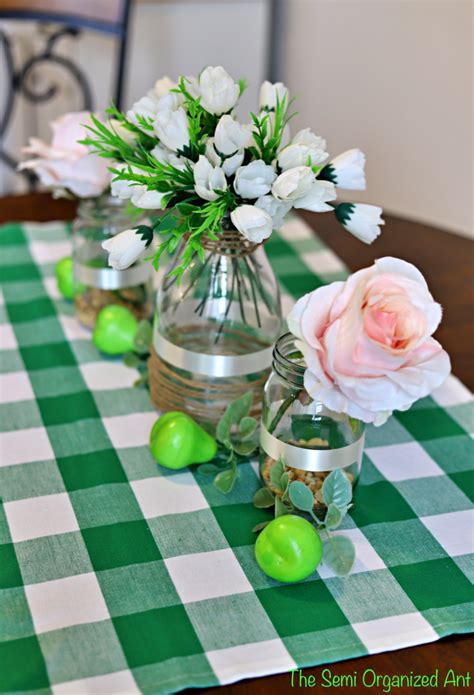 Fall Kitchen Table Decor Pears And Plaid Green The Semi Organized Ant