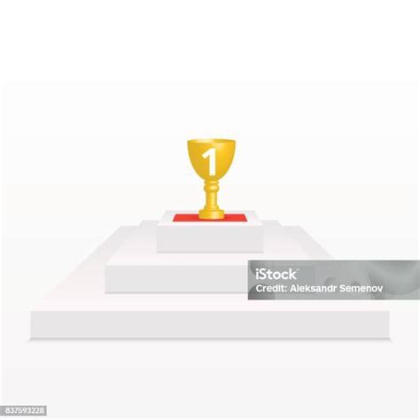 수상 연단에 트로피 컵입니다 우승자 컵 벡터 일러스트 레이 션입니다 1위에 대한 스톡 벡터 아트 및 기타 이미지 1위
