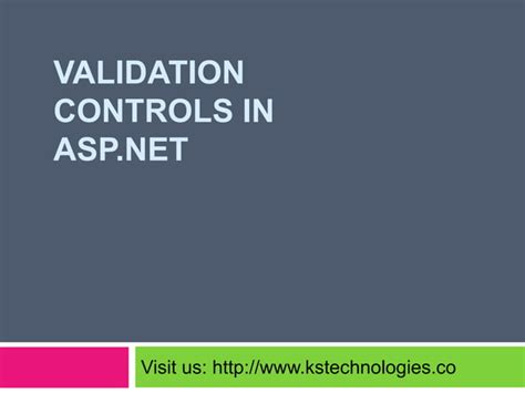 validation controls in asp ppt