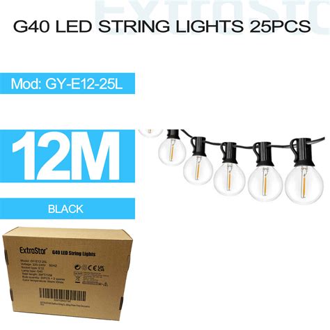 G40 Led String Lights 12m 25pcs Gy E12 25l Extrastar Electrical Limited