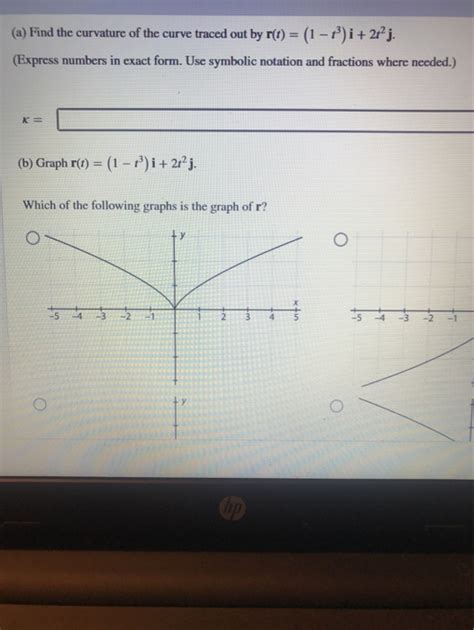 Solved Find The Curvature Of The Curve Traced Which Graph Chegg Com