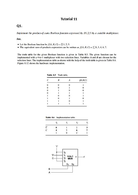 Tutorial Sheet 10 Unit5 Mux Electronics And Communication Tutorial 11 Q1 Ans Q2 Ans Q4