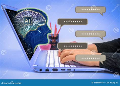 A Man Using Artificial Intelligence Chatbot To Talk To Ai Stock