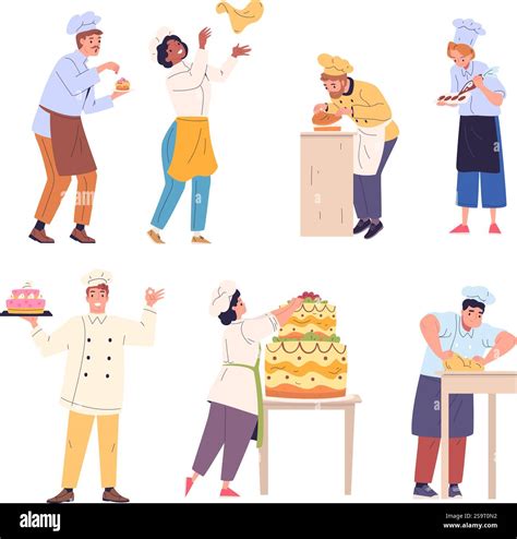Confectioners Pastry Cooks Making Birthday Cake Baking Sweets Desserts