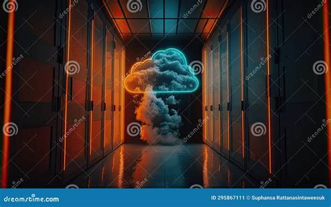 Cloud Technology Data Storage System White Cloud In Server Room Stock Illustration