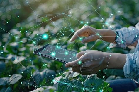 Digital Farming With Tablet Streamlined Agriculture Premium Ai Generated Image