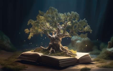 Premium AI Image A Book With A Tree Growing Out Of It