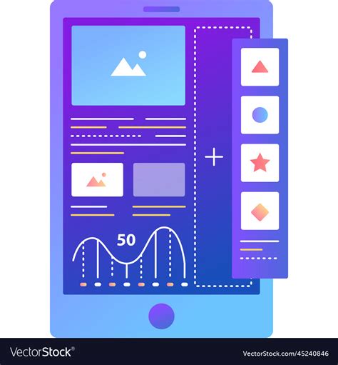 App Development Phone Icon Flat Design Royalty Free Vector
