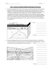 Lab Geologic Dating Exercise Name Section Lab Exercise On Relative Dating And Geologic