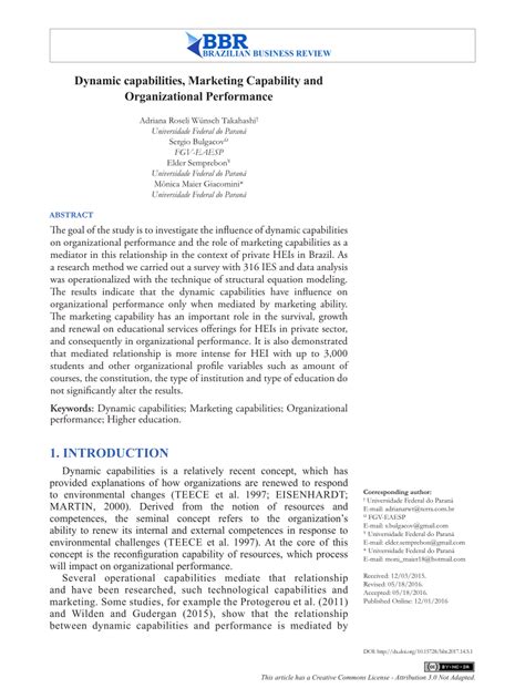Pdf Dynamic Capabilities Marketing Capability And Organizational