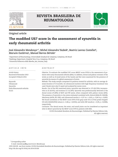Pdf Assessing Rheumatoid Arthritis Disease Activity With Ultrasound