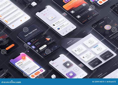Smartphone Mobile App Interface Mockup With Ui Active Blocks And