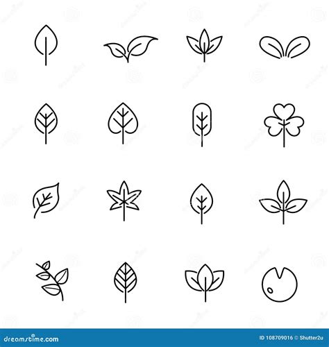 Leaf Icon Set Vector Nature And Symbol Concept Stock Vector Illustration Of Leaf Outline