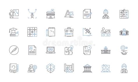 Architecture Line Icons Collection Design Structure Building