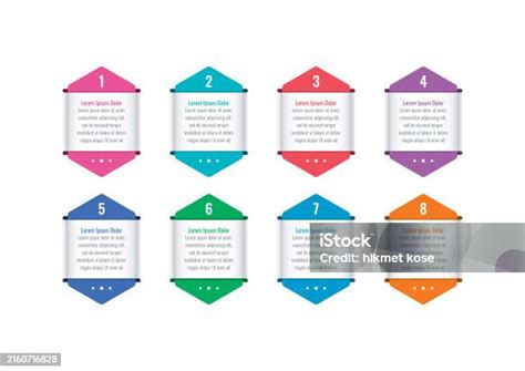 다채로운 육각형 인포 그래픽 템플릿입니다 여덟 가지 옵션 인포 그래픽 템플릿 편물 인터넷 연간 보고서 교육 잡지 인포 그래픽