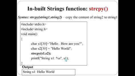 String Processing In C In Built String Handling Functions Youtube